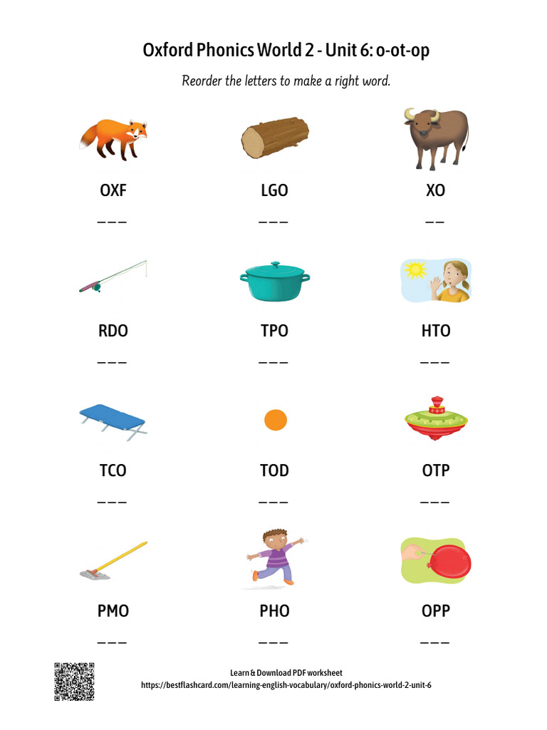 Oxford Phonics World 2 - Unit 6: O-Ot-Op: OXF - LGO - XO | PDF
