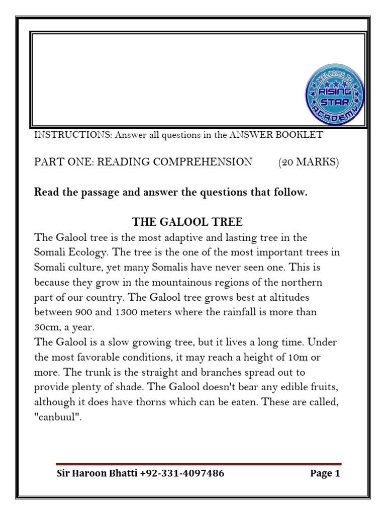 English National Exam 2022 | PDF | Trees | Teachers