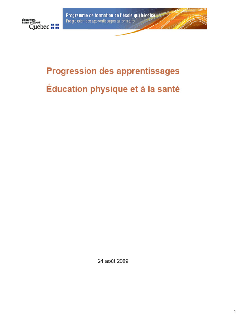 Progression des apprentissages en EPS | PDF | Éducation physique | Bien ...