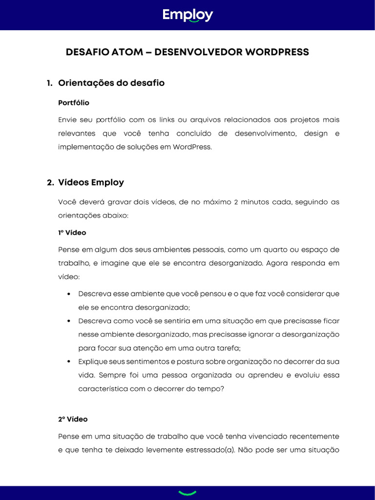 Desafio Atom - Desenvolvedor Wordpress | PDF