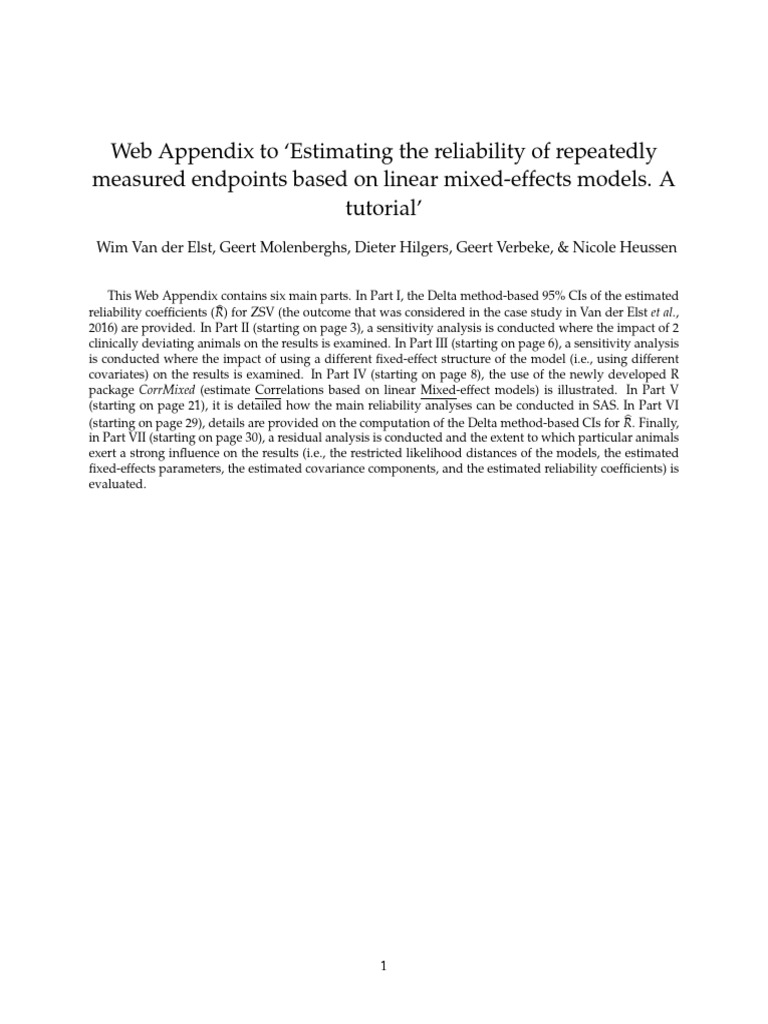 Van Der Elst Et Al 2016. Estimating the Reliability of Repeatedly ... Van Der Elst Et Al 2016. Estimating the Reliability of Repeatedly ...