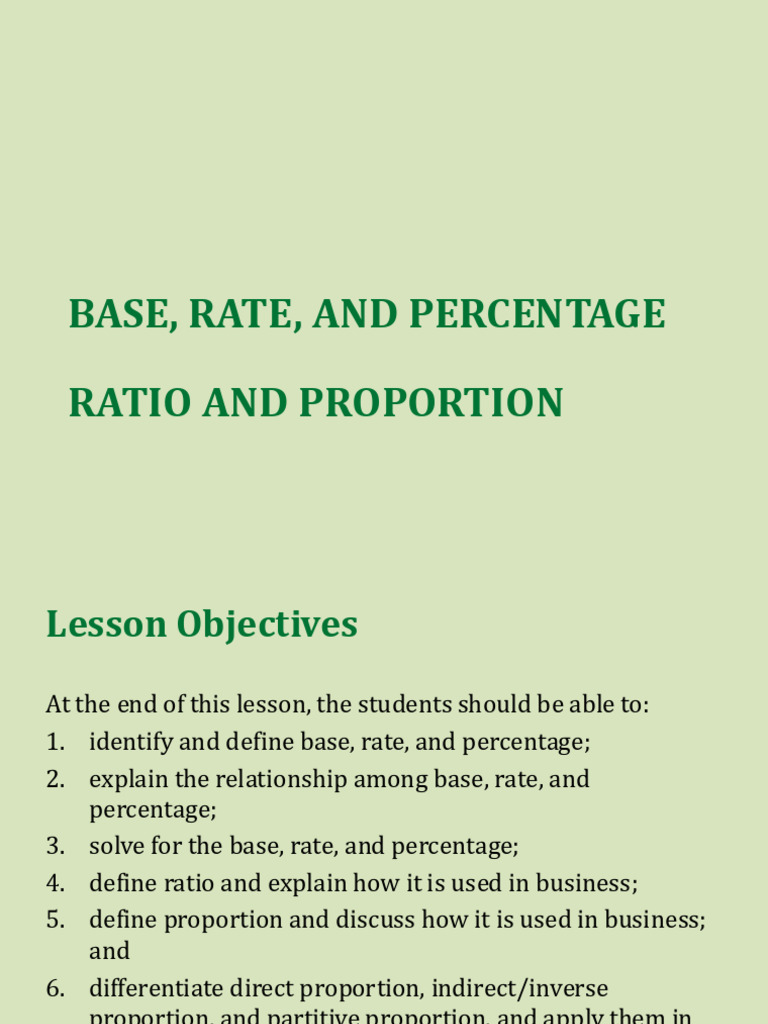 5 Base Rate Percentage Ratio and Proportion | PDF | Percentage | Ratio
