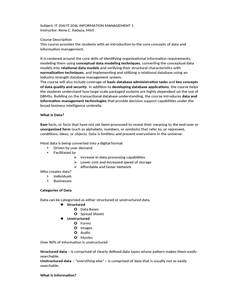 Lesson 1 Text Format FINAL | PDF | Information Management | Databases