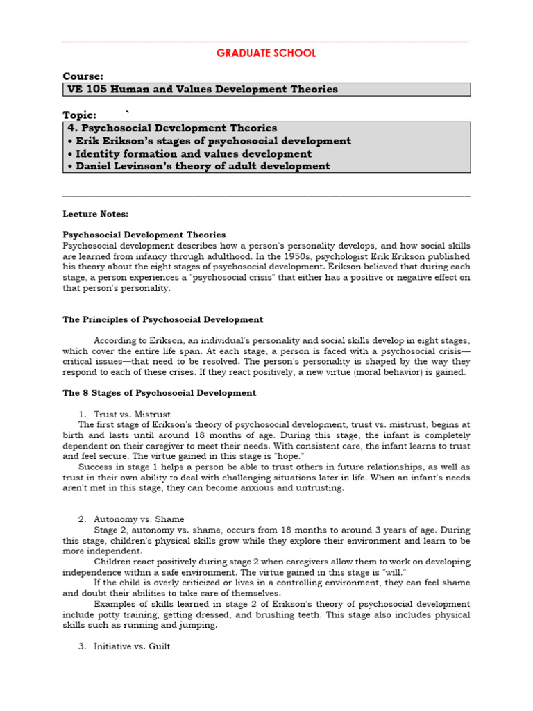 Psychosocial Development Theories | PDF | Identity (Social Science ...