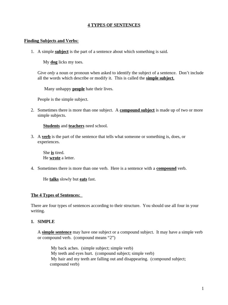 Understanding Sentence Types and Structure | PDF | Subject (Grammar ...