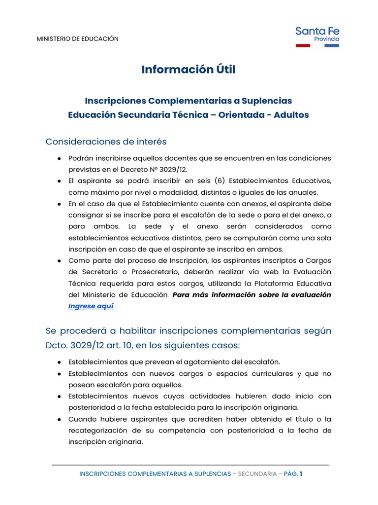 Info Util Complementaria Secundaria 2023 | PDF