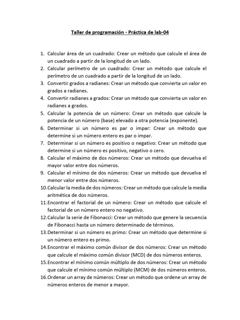 Ejercicios04 Taller2 | PDF