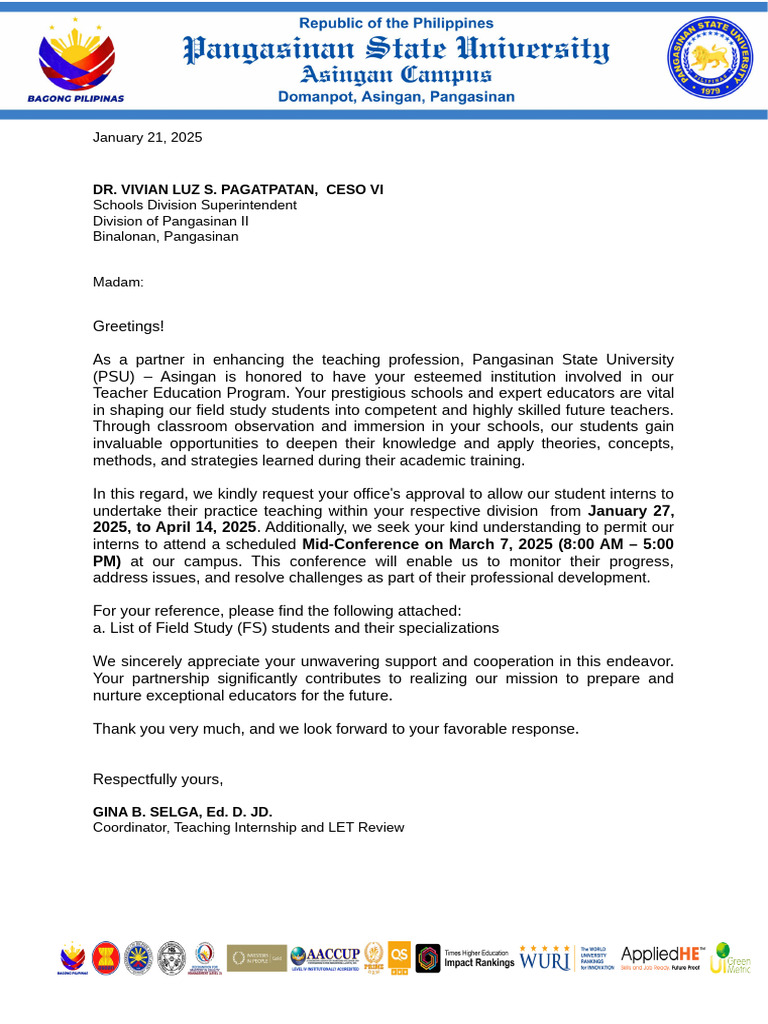 LMNHS-Deployment-Letter-and-List | PDF | Teachers | Human Communication