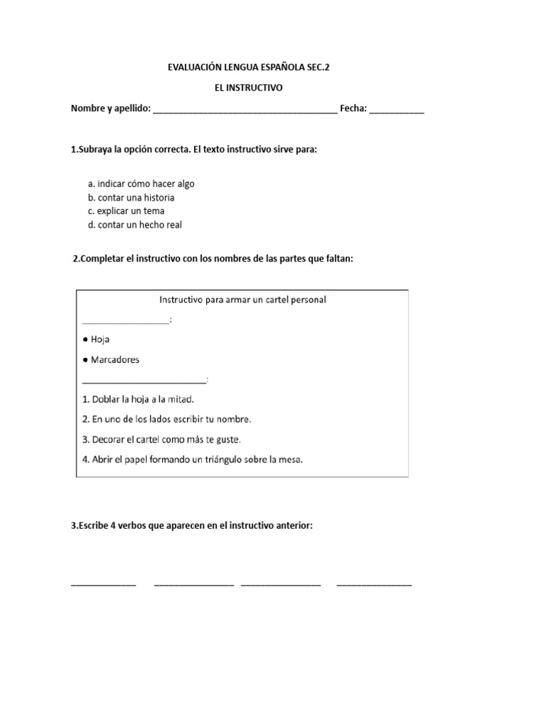 Evaluación Lengua Española Sec2 - 035815 | PDF