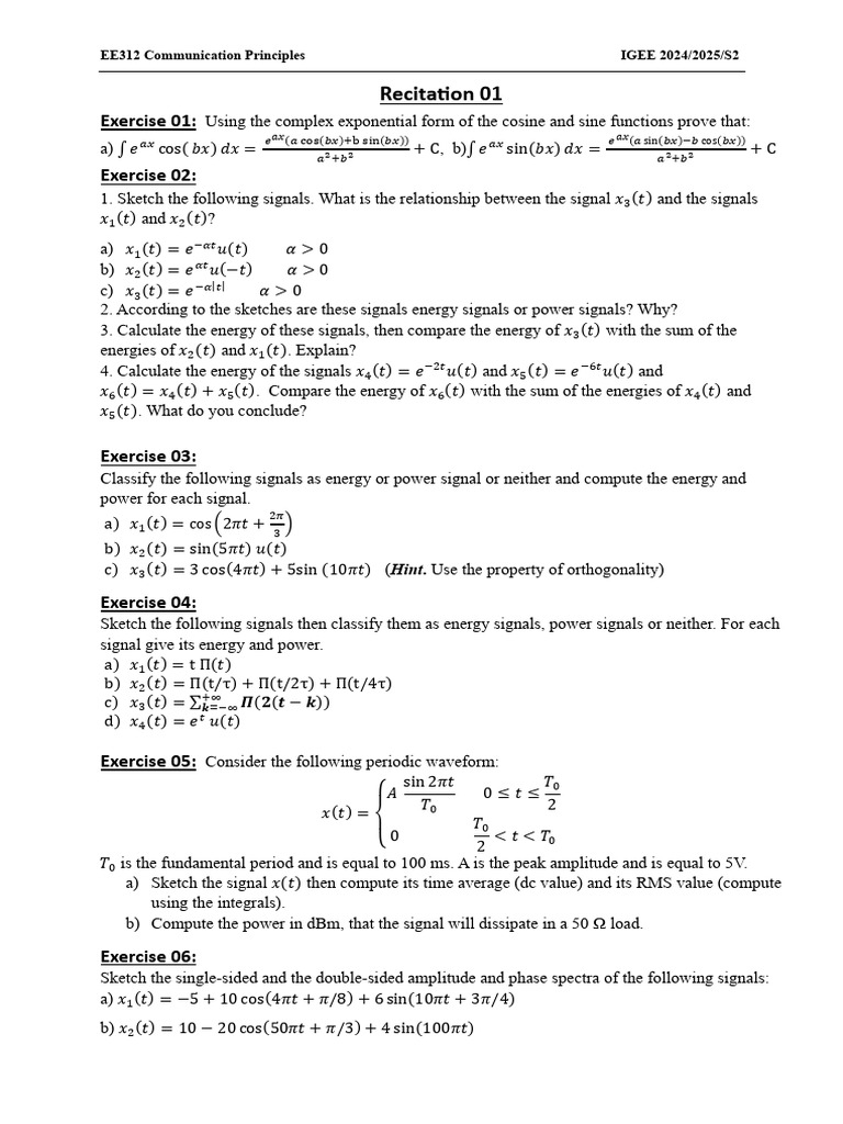 EE312_Recitation_01 | PDF | Mathematical Objects | Mathematics