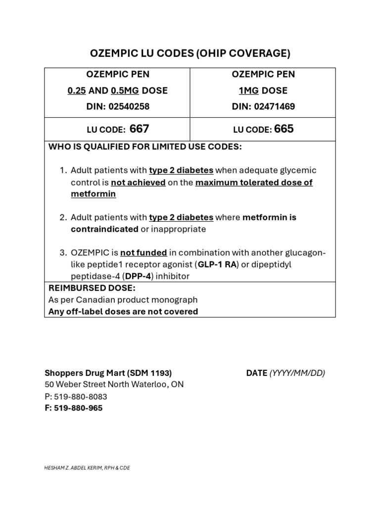Ozempic Coverage & LU Codes Guide | PDF