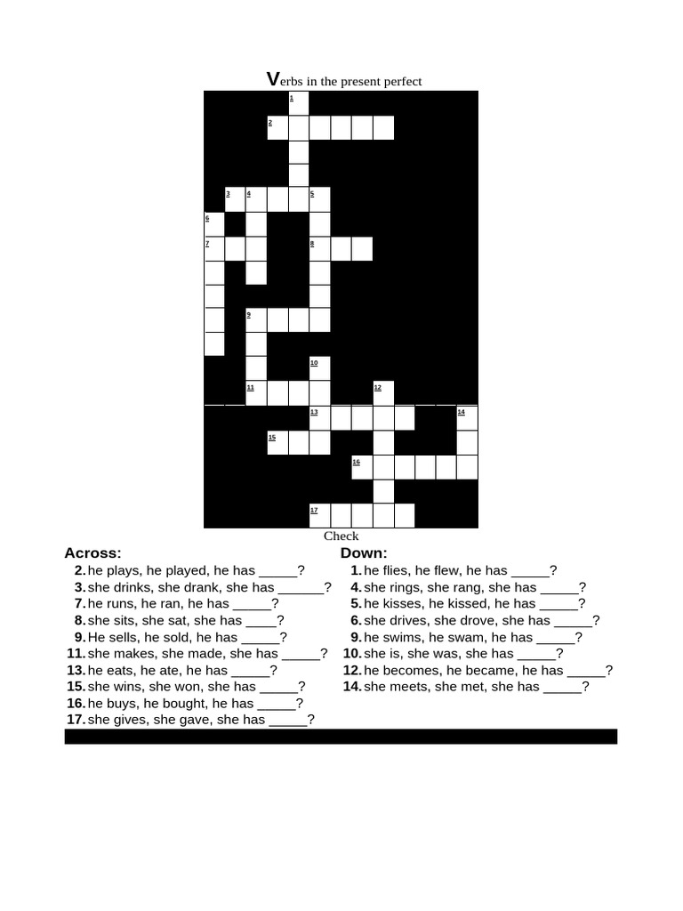 irregular-verbs-crossword-present-perfect | PDF
