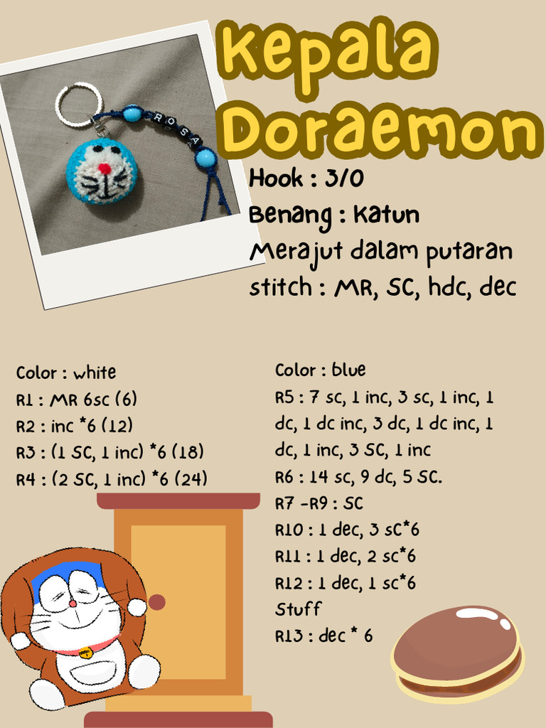 Crochet Pattern: Doraemon Head | PDF