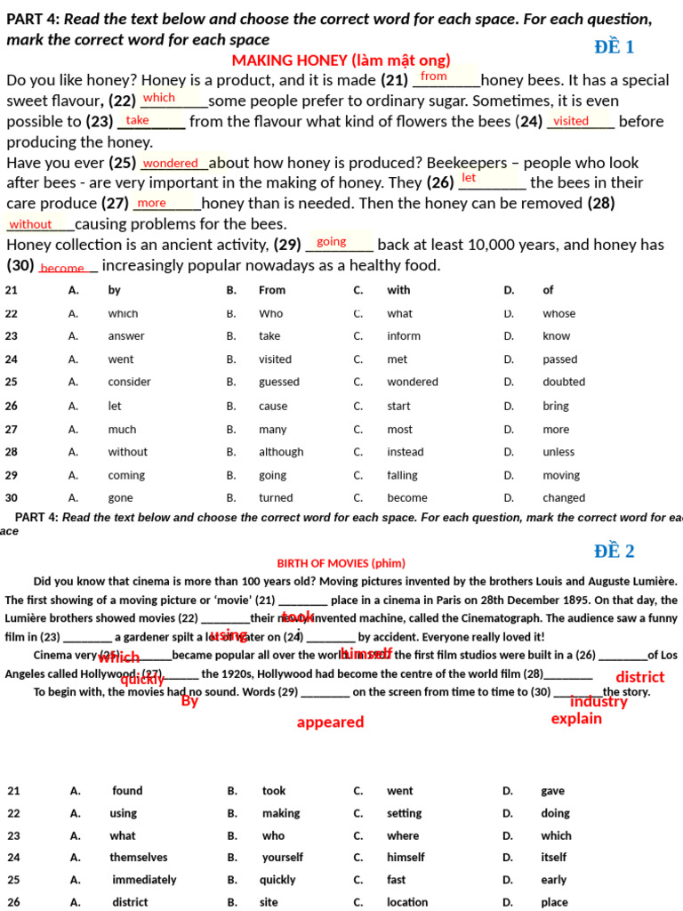 Honey Production and Beekeeping Quiz | PDF | Camping | Escalator