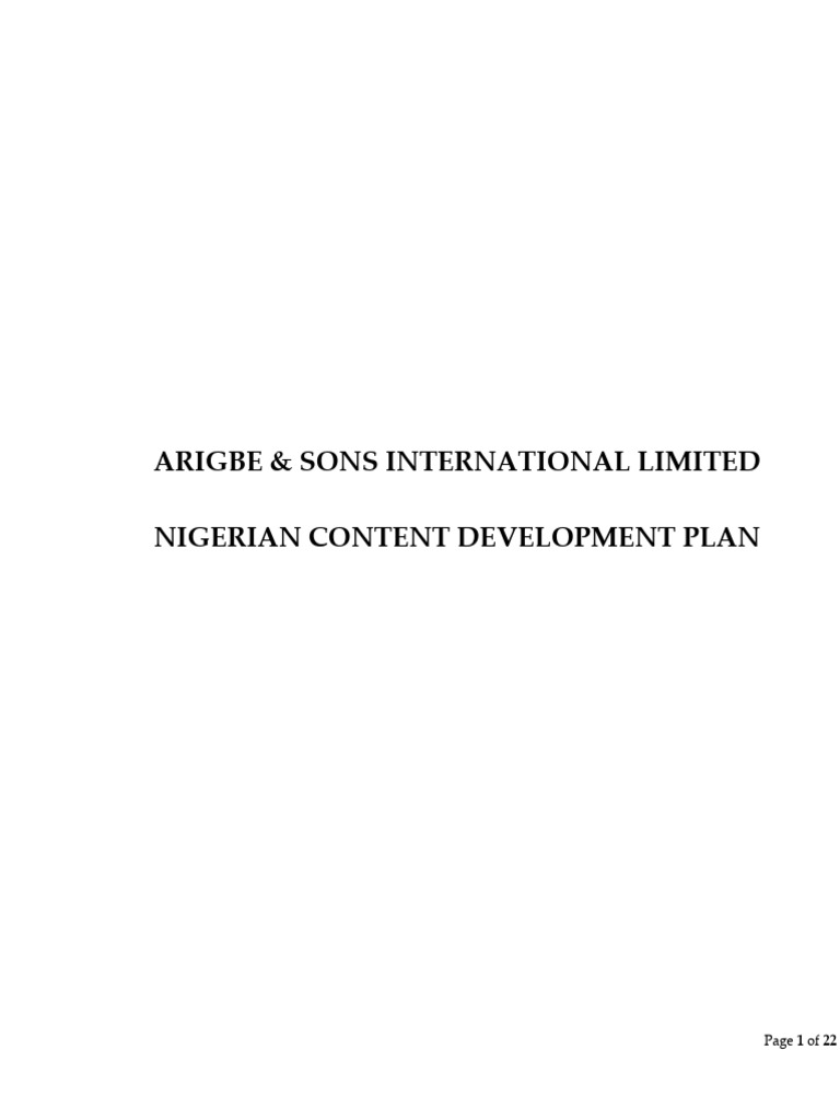 A&SIL Nigerian Content Plan | PDF | Employment | Quality Assurance