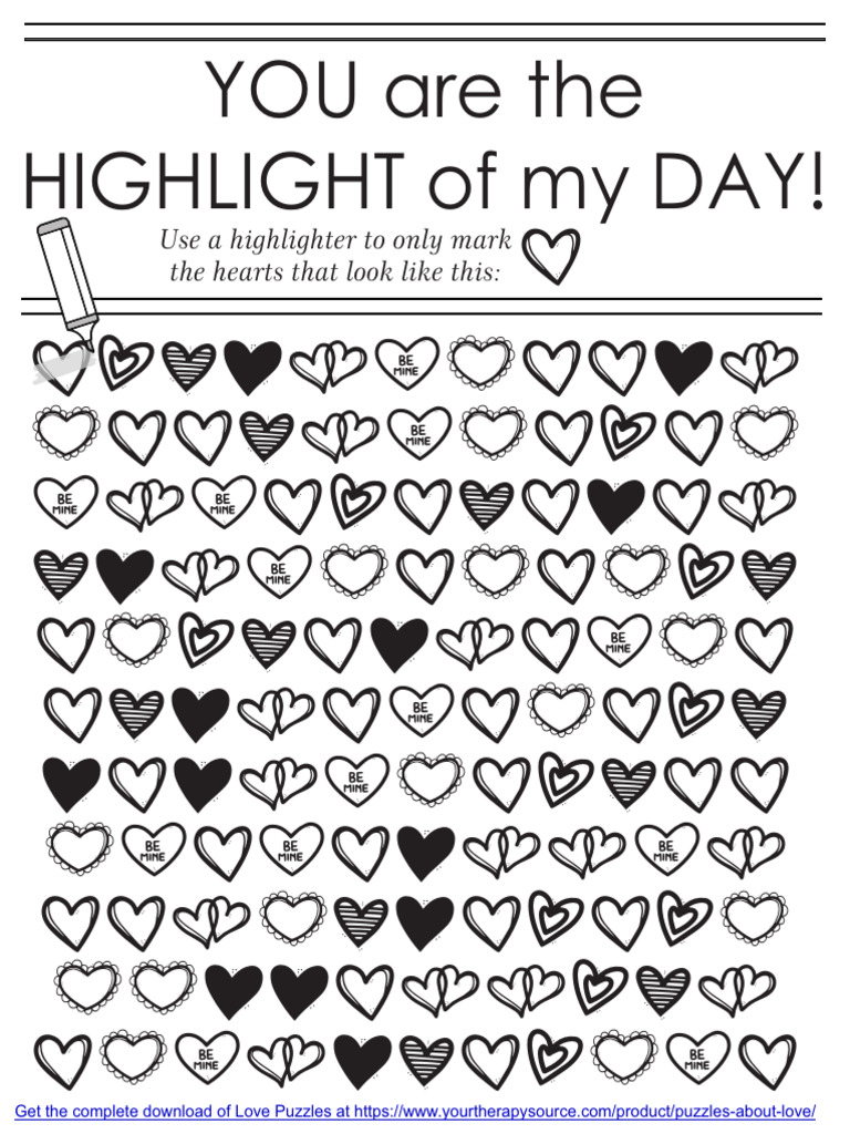 Love Puzzles Highlighting Activity | PDF