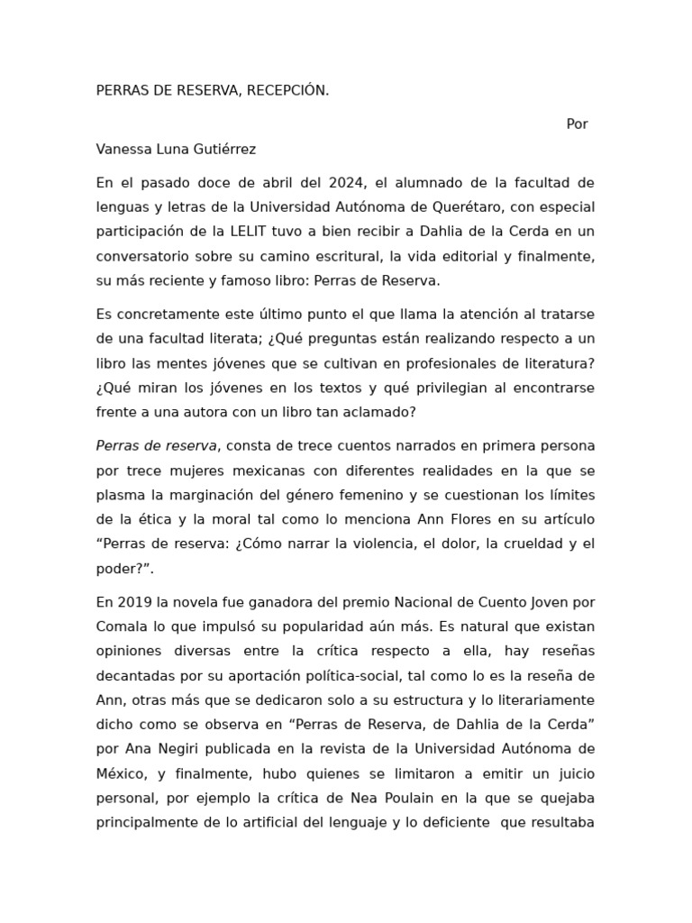 Perras de Reserva | PDF