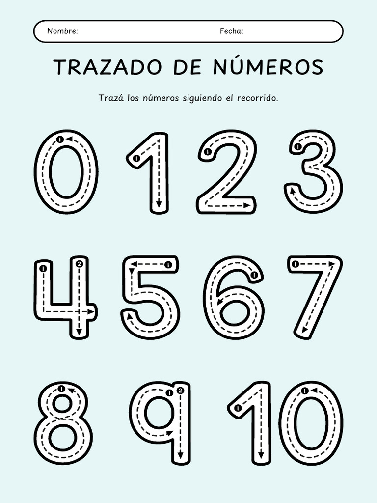 Trazado de números Hoja de Trabajo En Color Pastel | PDF