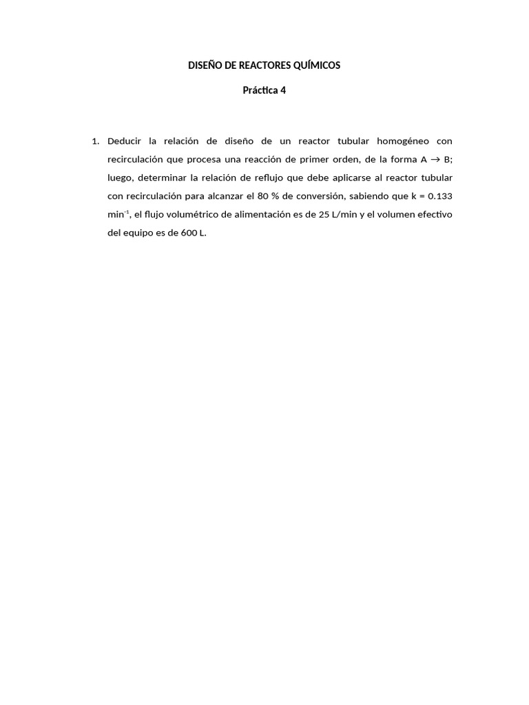 Practica 4 Diseno de Reactores | PDF