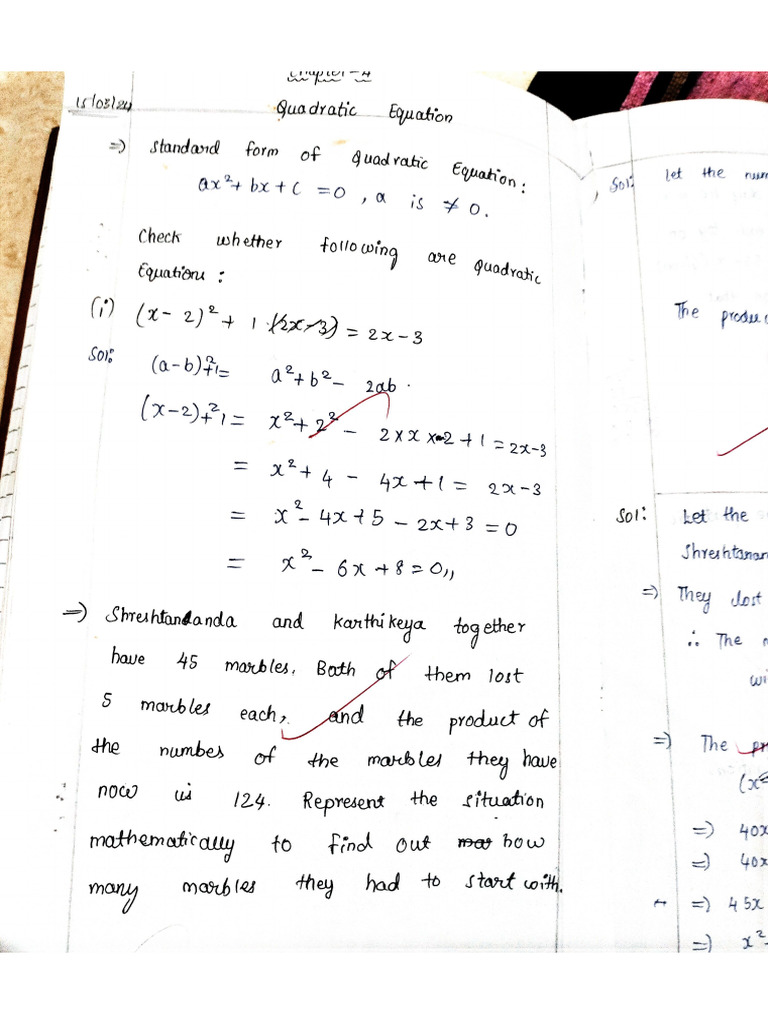 Quadratic Equations Notes | PDF