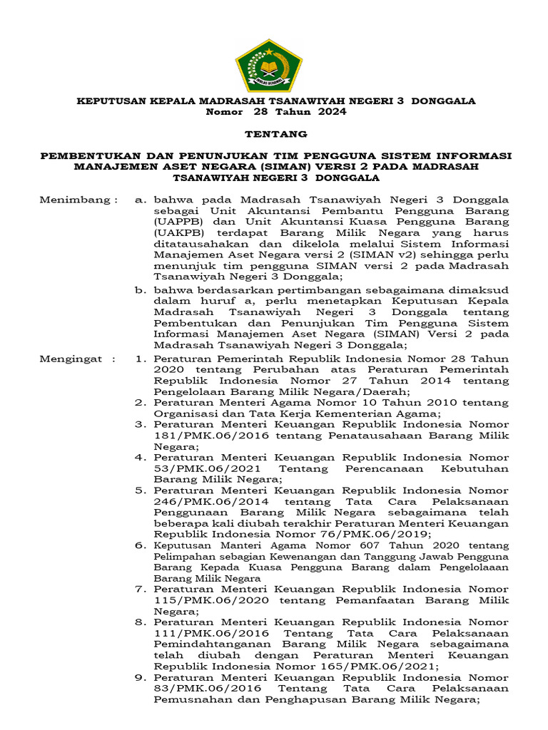 SK Tim Pengguna Siman V2 | PDF