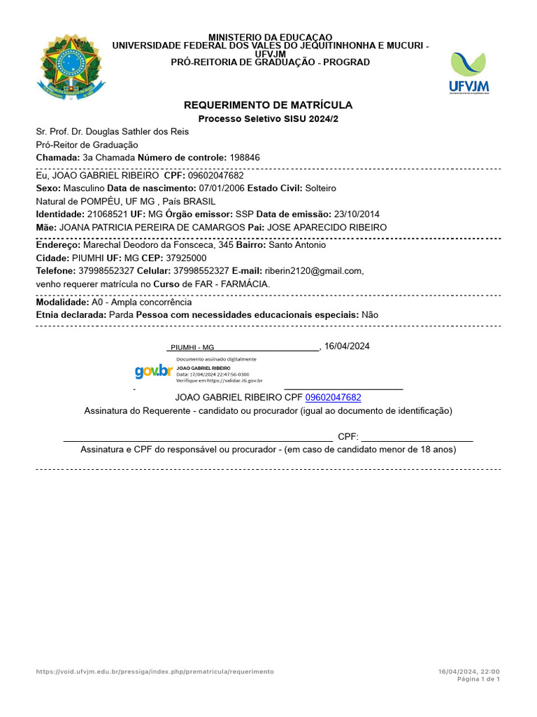 Controle de Chamadas Assinado | PDF