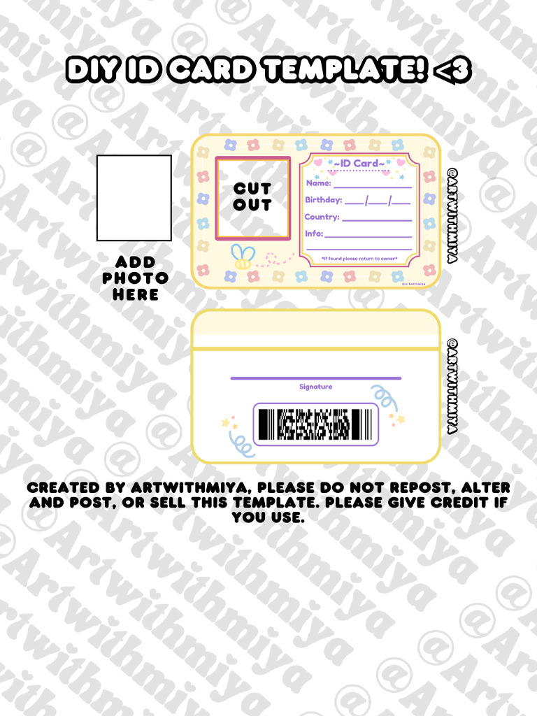 DIY ID Card Template (Black & White + Color) | PDF