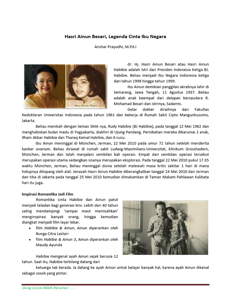 Hasri Ainun: Legenda Cinta dan Kehidupan | PDF