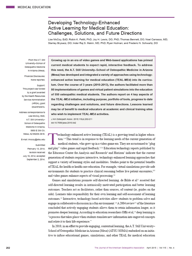 Tecnology and Active Learning | PDF | Educational Technology | Medical Education