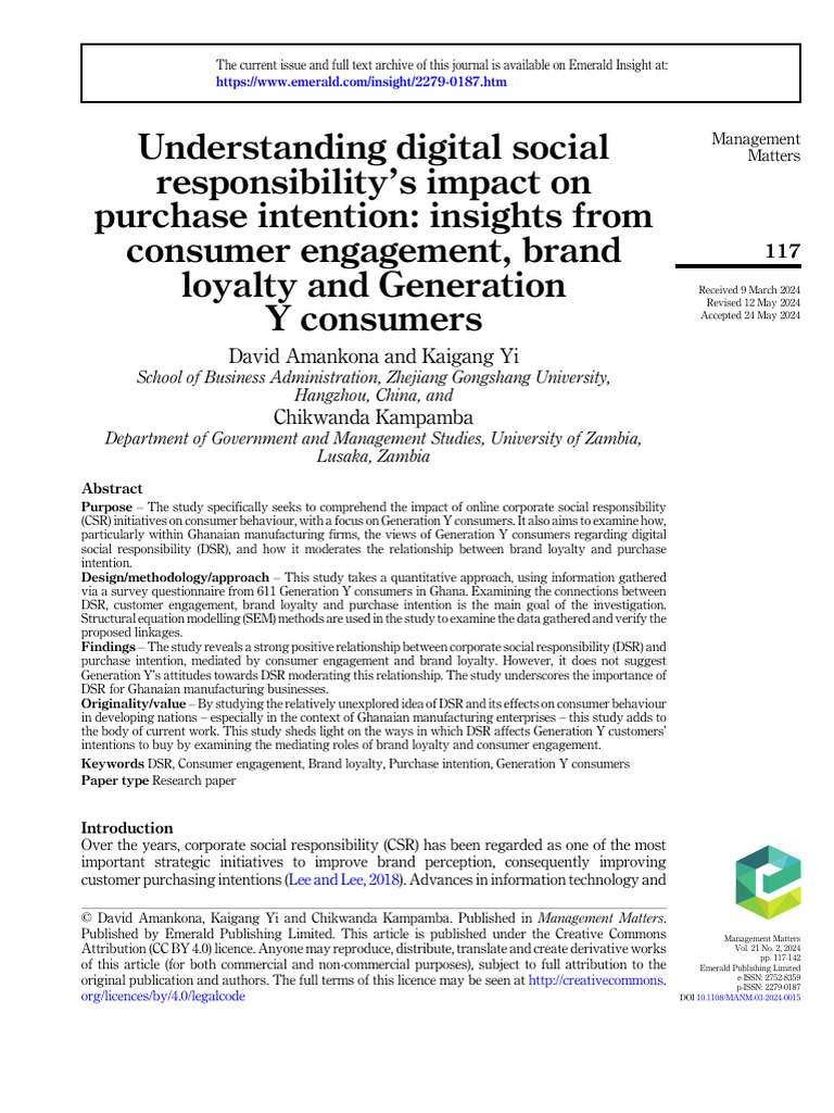 10 1108 - Manm 03 2024 0015 | PDF | Corporate Social Responsibility | Consumer Behaviour