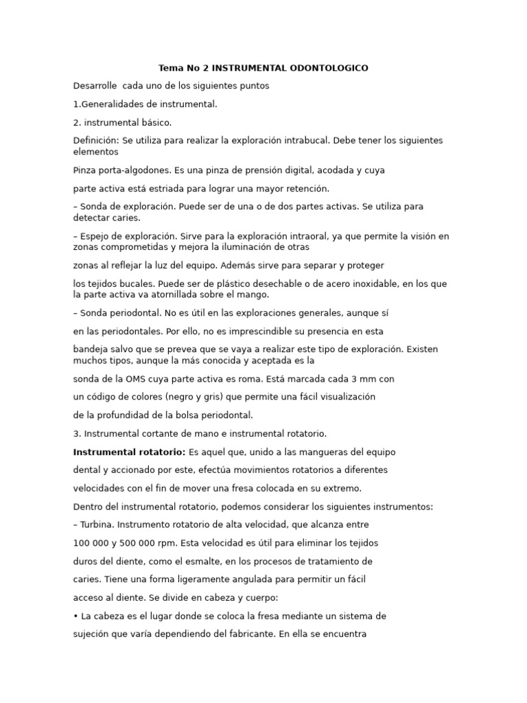 Instrumental Odontológico Esencial y Tipos | PDF | Diente | Odontología