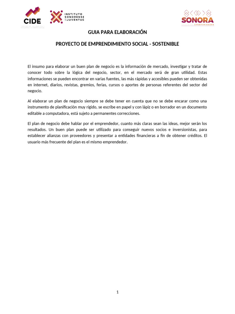 Guia Mi Primer Proyecto 2024 | PDF | Iniciativa empresarial | Plan de negocios
