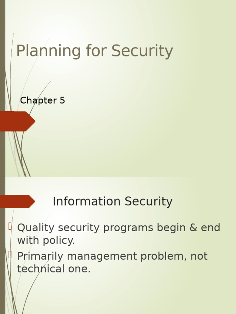 Lecture5 Planning For Security | PDF | Information Security | Computer Security