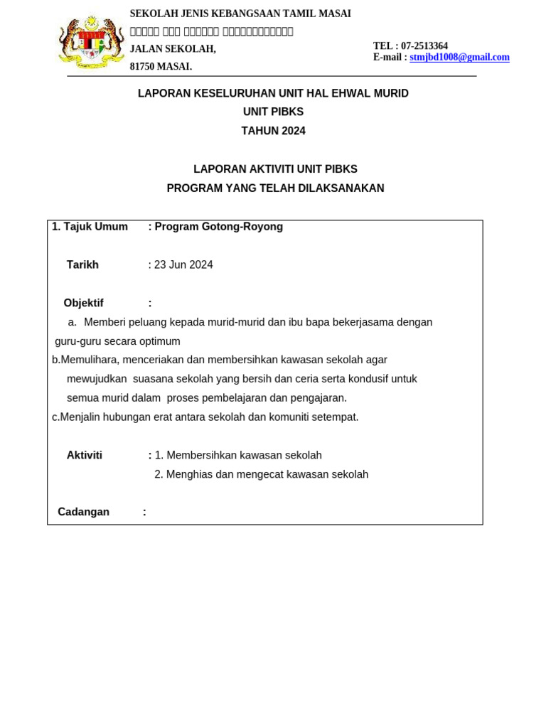 LAPORAN KESELURUHAN PIBKS 24 | PDF