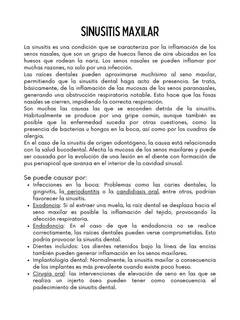 Causas y síntomas de sinusitis maxilar | PDF