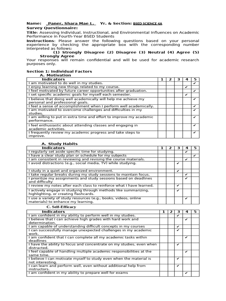 Paner - Research Questionnaire | PDF | Curriculum | Educational Assessment