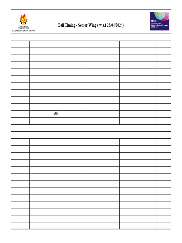 Senior Wing Bell Schedule 2024 | PDF