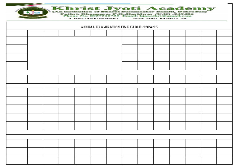 Annual Time Table 2024-25 | PDF