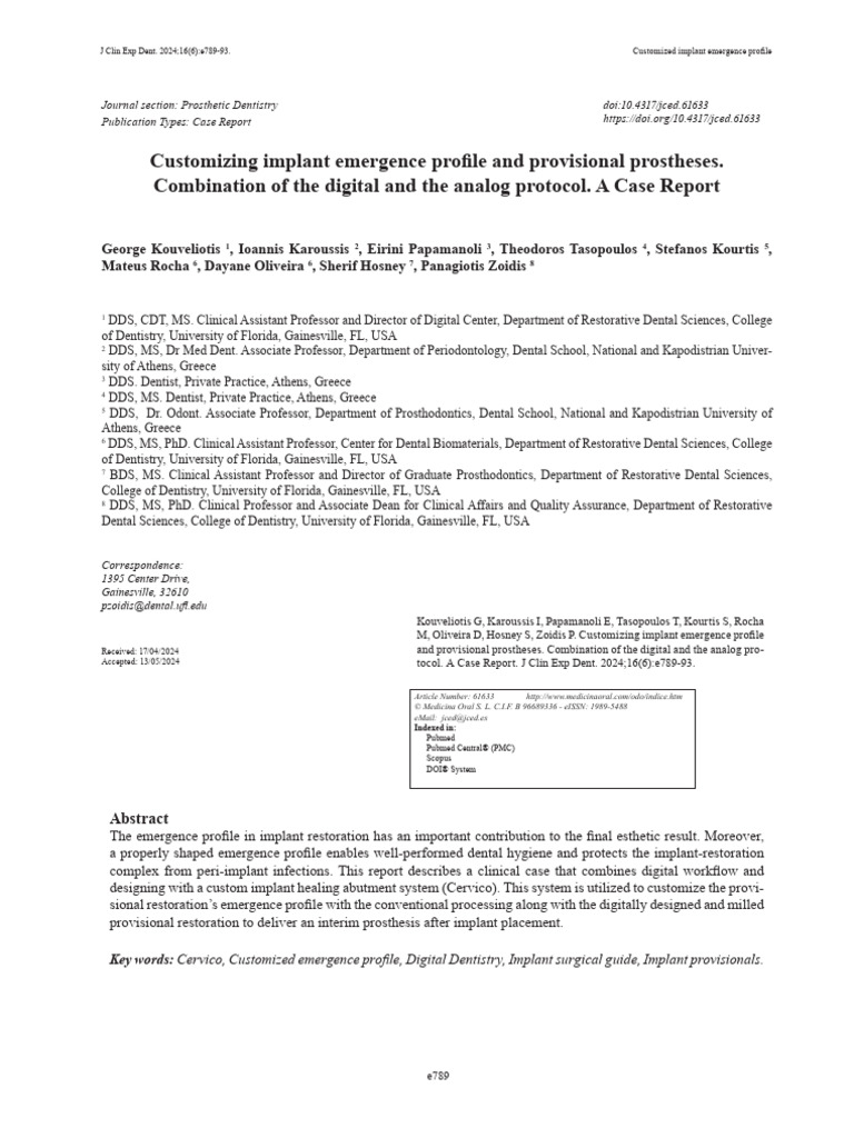 2024 - Customizing Implant Emergence Profile and Provisional Prostheses ...
