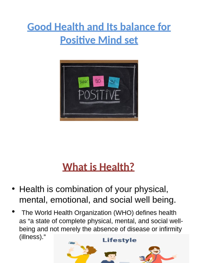 Good Health and Its Balance For Positive Mind 1 | PDF | Health Equity ...