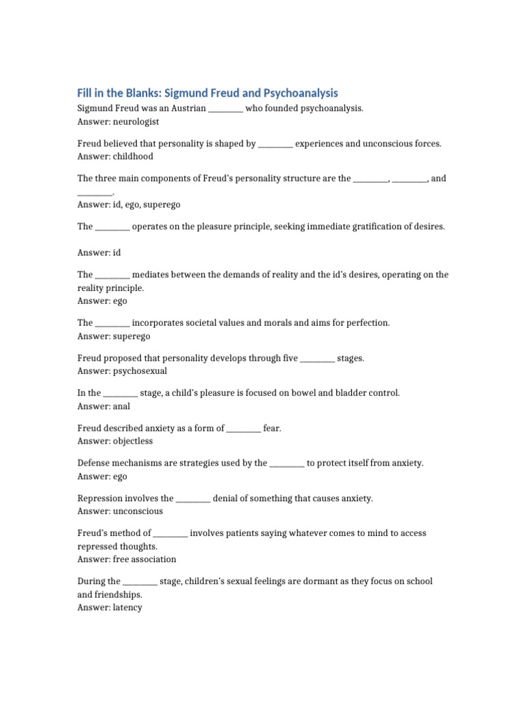 Freud's Psychoanalysis Essentials | PDF