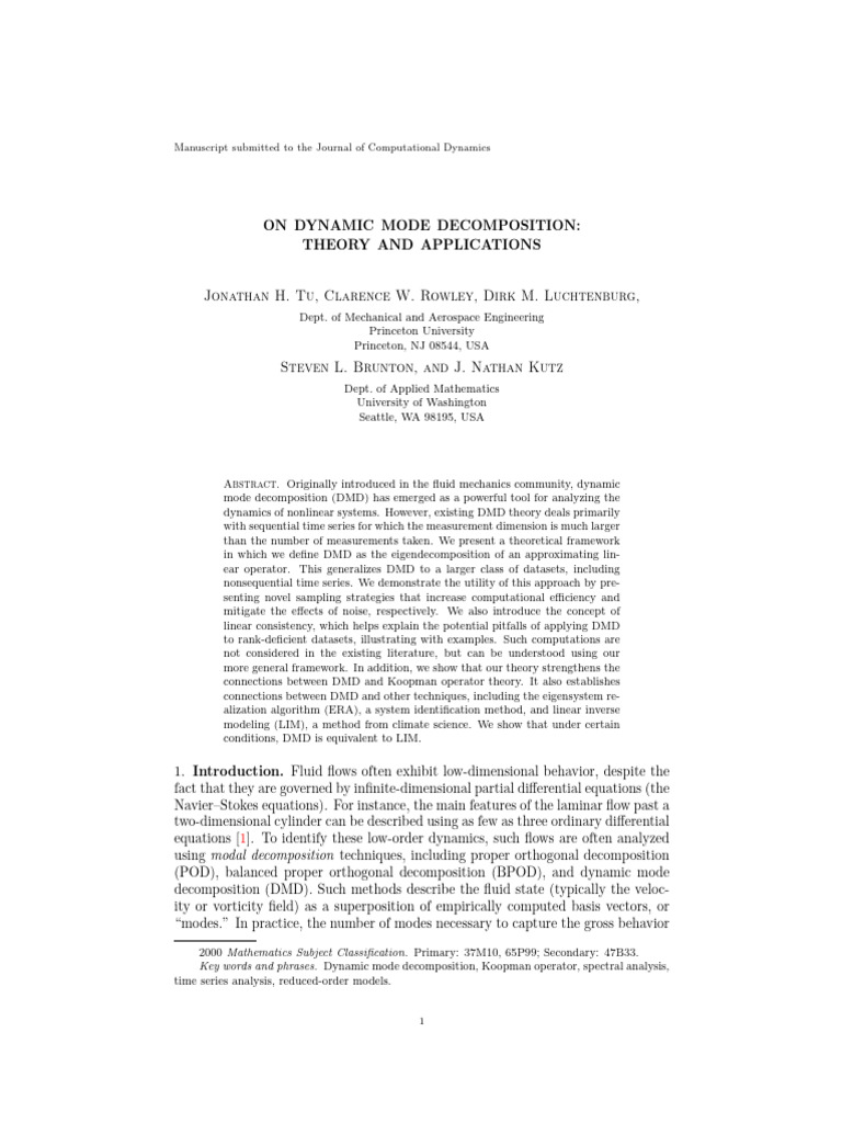 Dynamic Mode Decomposition | PDF | Eigenvalues And Eigenvectors | Matrix (Mathematics)