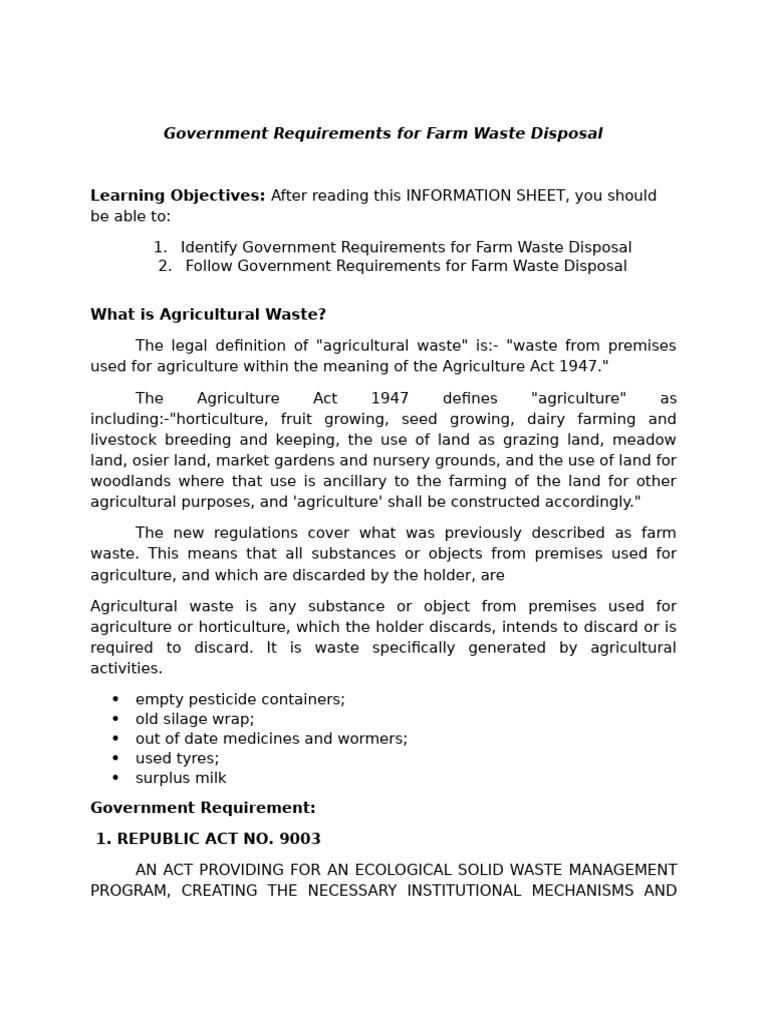 Farm Waste Disposal Regulations | PDF | Waste Management | Waste