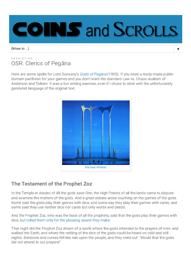 Coins and Scrolls - OSR - Clerics of Pegāna | PDF
