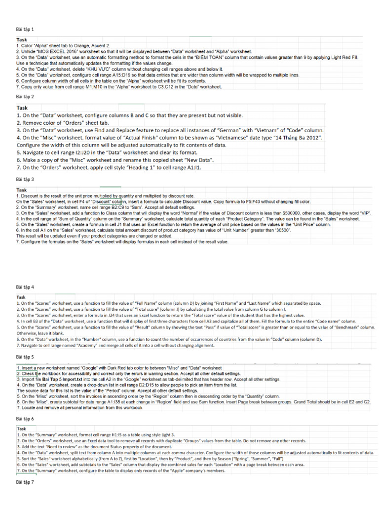 BT TH C Hành Excel | PDF