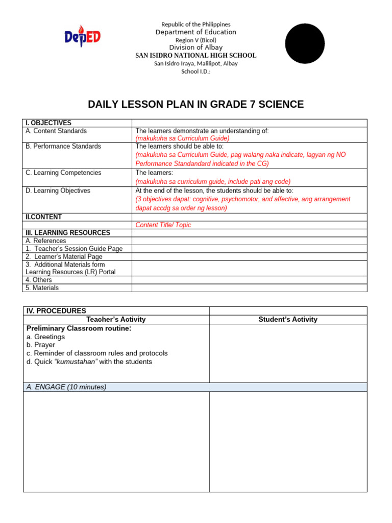 DLP-TEMPLATE (3) | PDF | Teachers | Curriculum