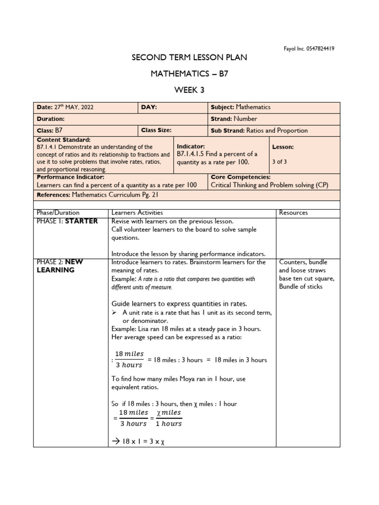 B7-MATHS-WK3-1(1) | PDF | Ratio | Sales