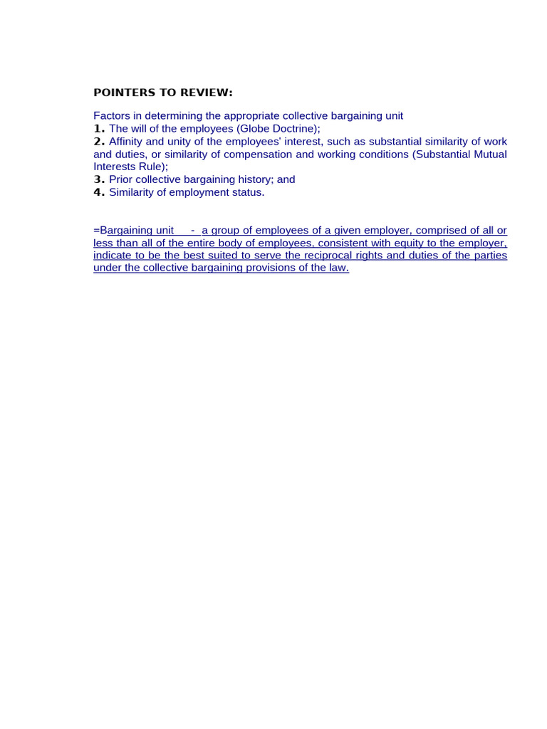 Factors for Collective Bargaining Units | PDF