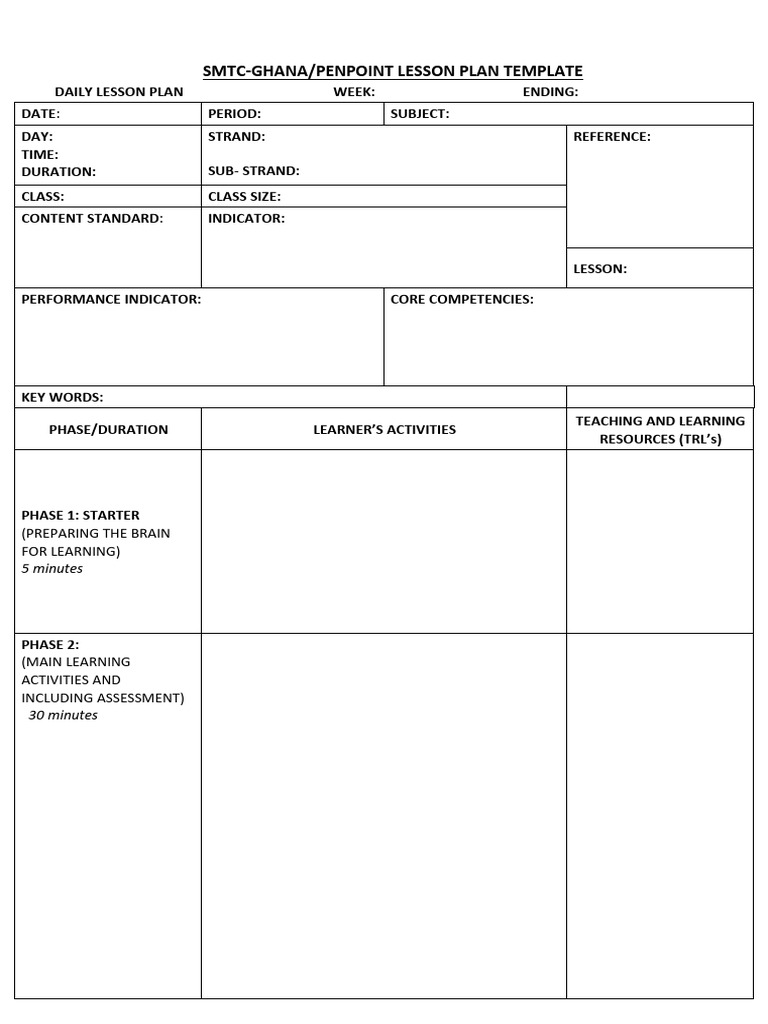 Ghana Lesson Plan Template | PDF