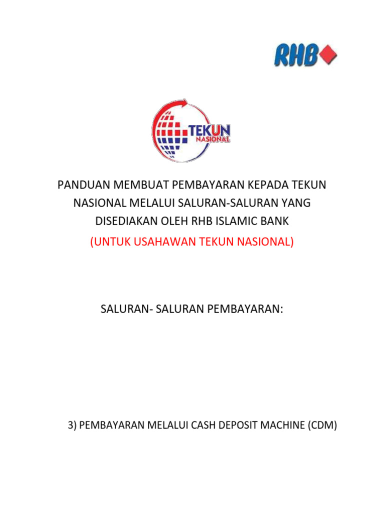 Panduan Pembayaran Melalui RHB Cash Deposit Machine CDM 1 | PDF